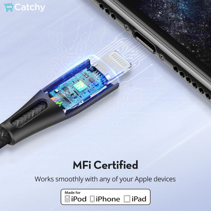 RAVPOWER Nylon Color Braid Type-C to Lightning Cable